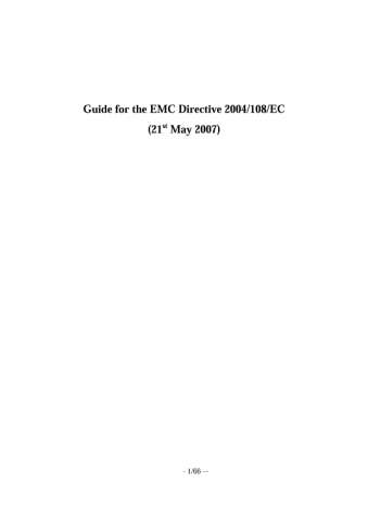 EMC - Guide for the Directive 2004/108/EC “Electromagnetic ...